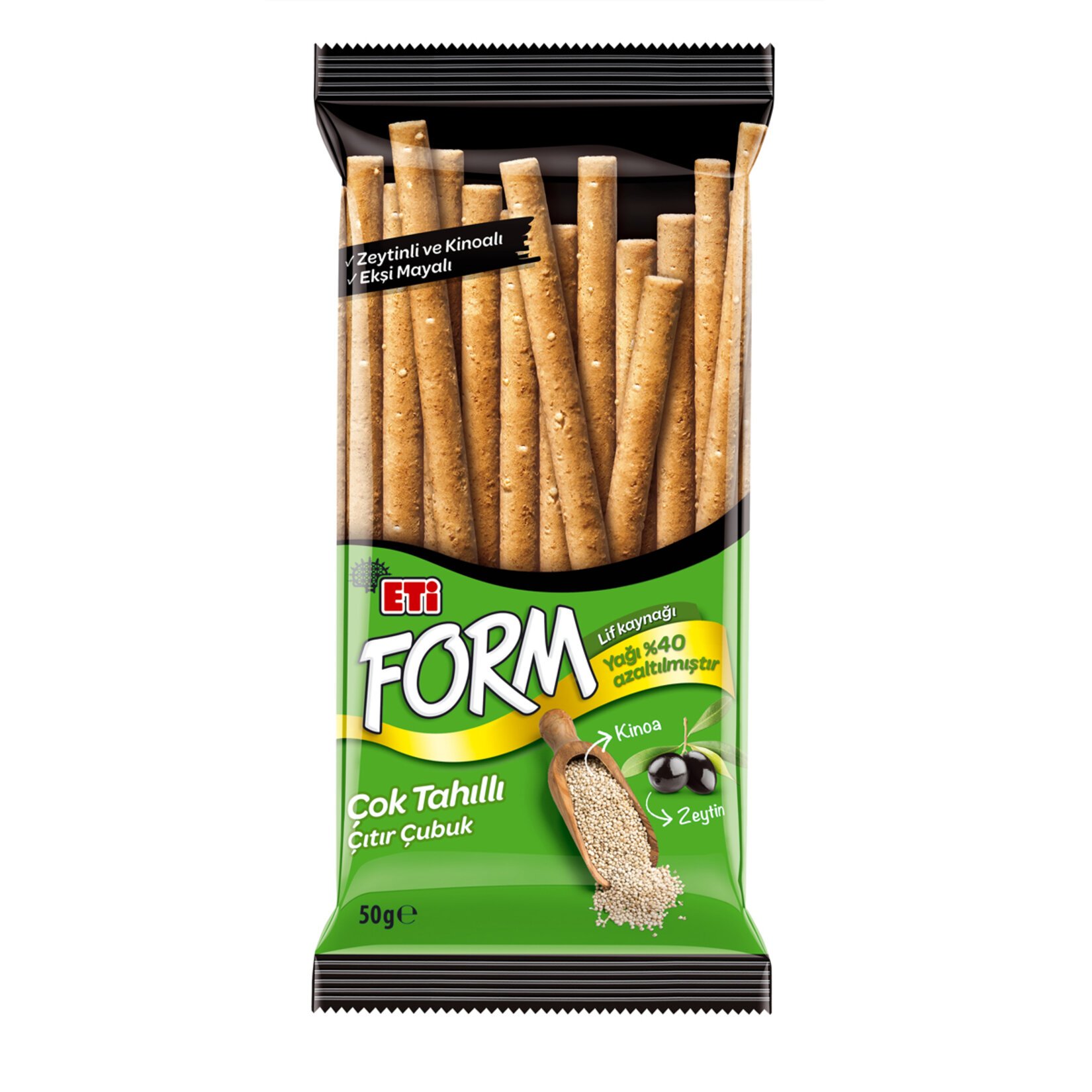 ETİ FORM ZEYTİNLİ KİNOALI VE KEKİKLİ ÇOK TAHILLI ÇITIR ÇUBUK KRAKER ...